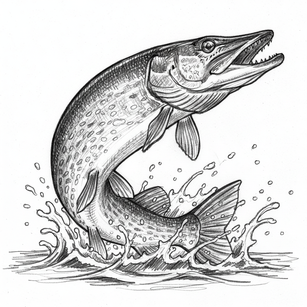 Make a northern pike jumping out of water - Free PNG Download | VectorWitch