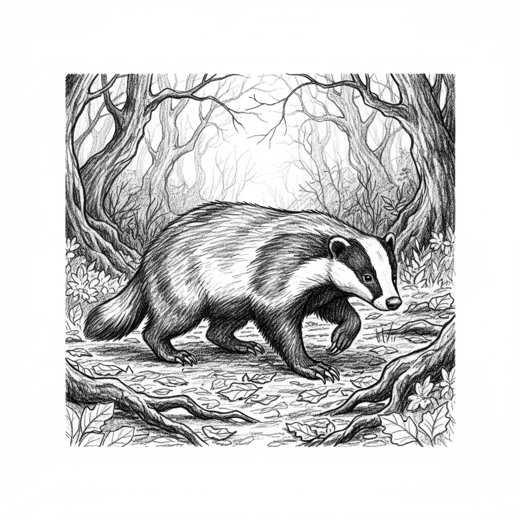 Badger walking through a misty woodland at night - Free PNG Download ...
