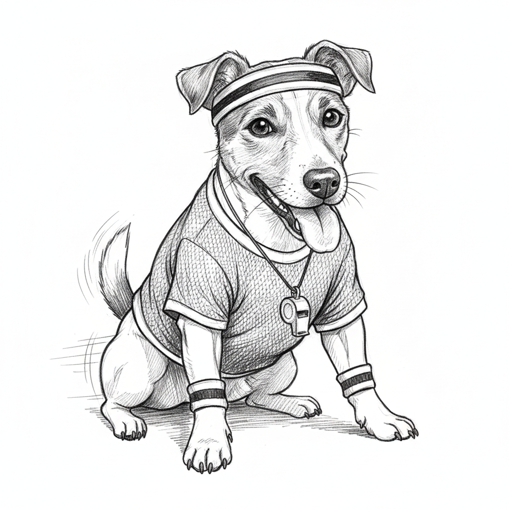 A bouncy Jack Russell wearing a sports headband around its forehead. It ...